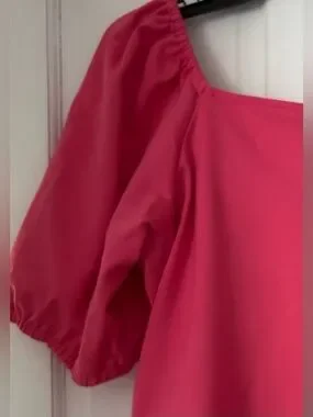 Anne Klein | Tops | Anne Klein Hot Pink Sweetheart Neck Puffy Short ...
